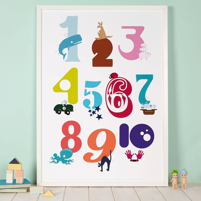 Colourful Numbers Typographic and Illustrations Print - Etsy UK