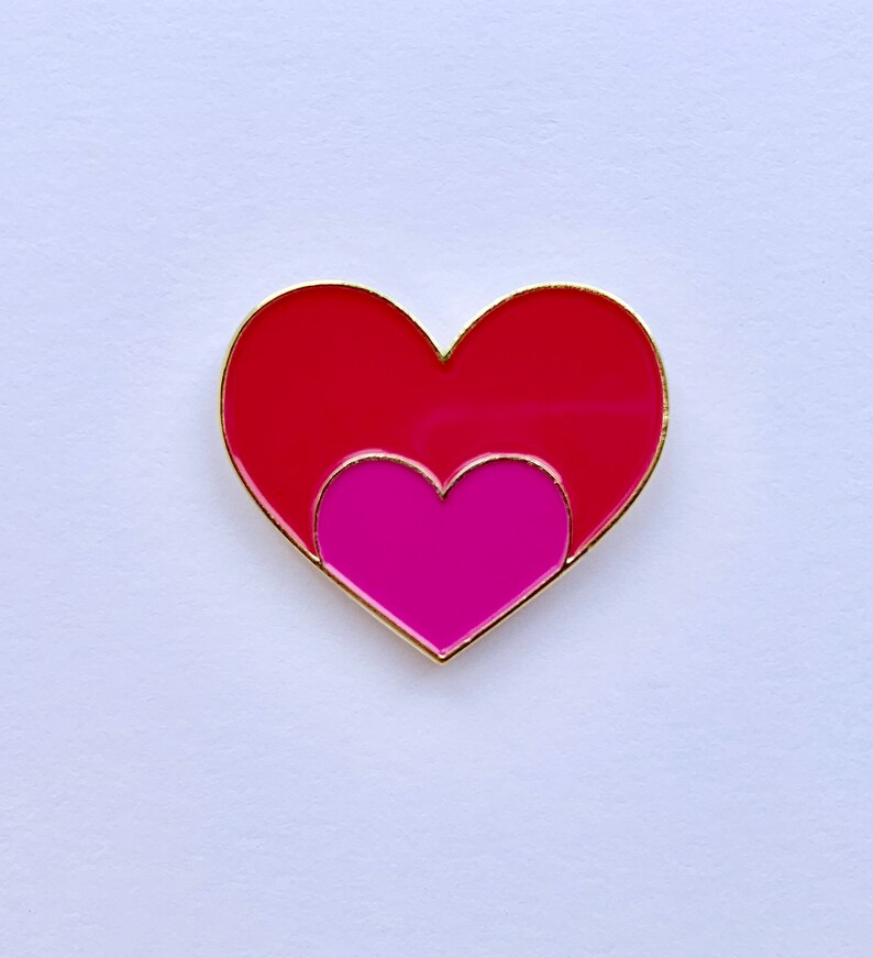 Heart Enamel Pin Love Shout / Love Enamel Pin / Pink Heart Pin / Enamel ...