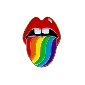 KISS ME RAINBOW Enamel Pin, Lips Pin, Lips & Tongue Pin, Hard Enamel ...