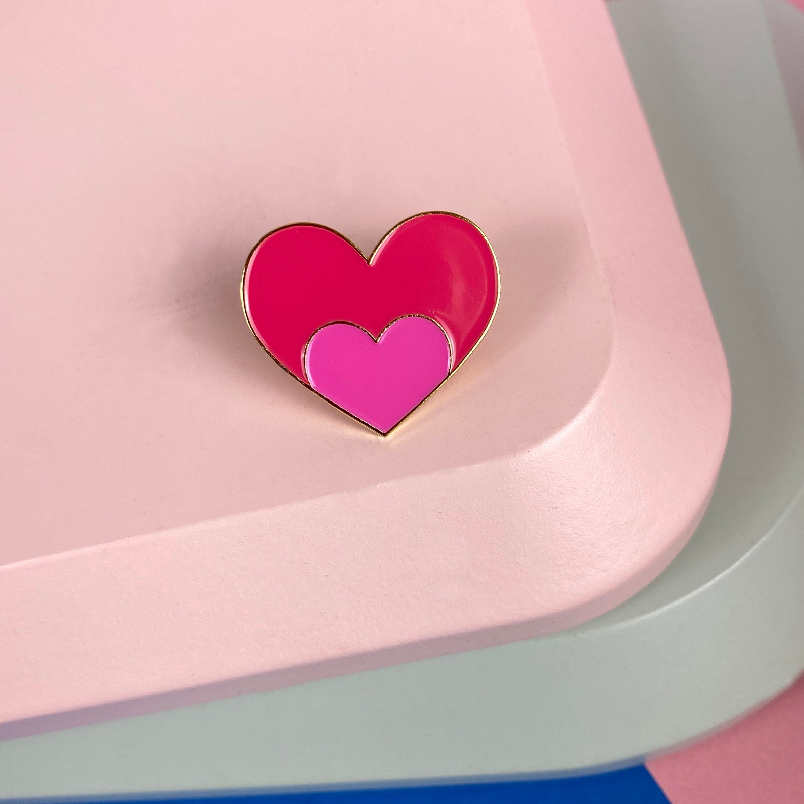 Heart Enamel Pin Love Shout / Love Enamel Pin / Pink Heart Pin / Enamel ...