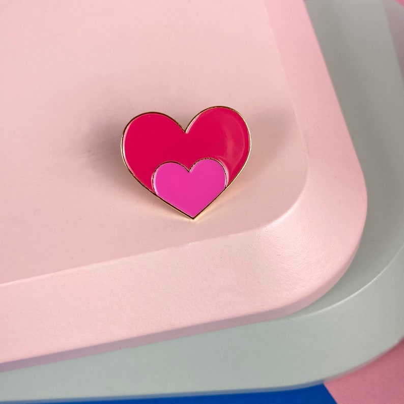 Heart Enamel Pin Love Shout / Love Enamel Pin / Pink Heart Pin / Enamel ...