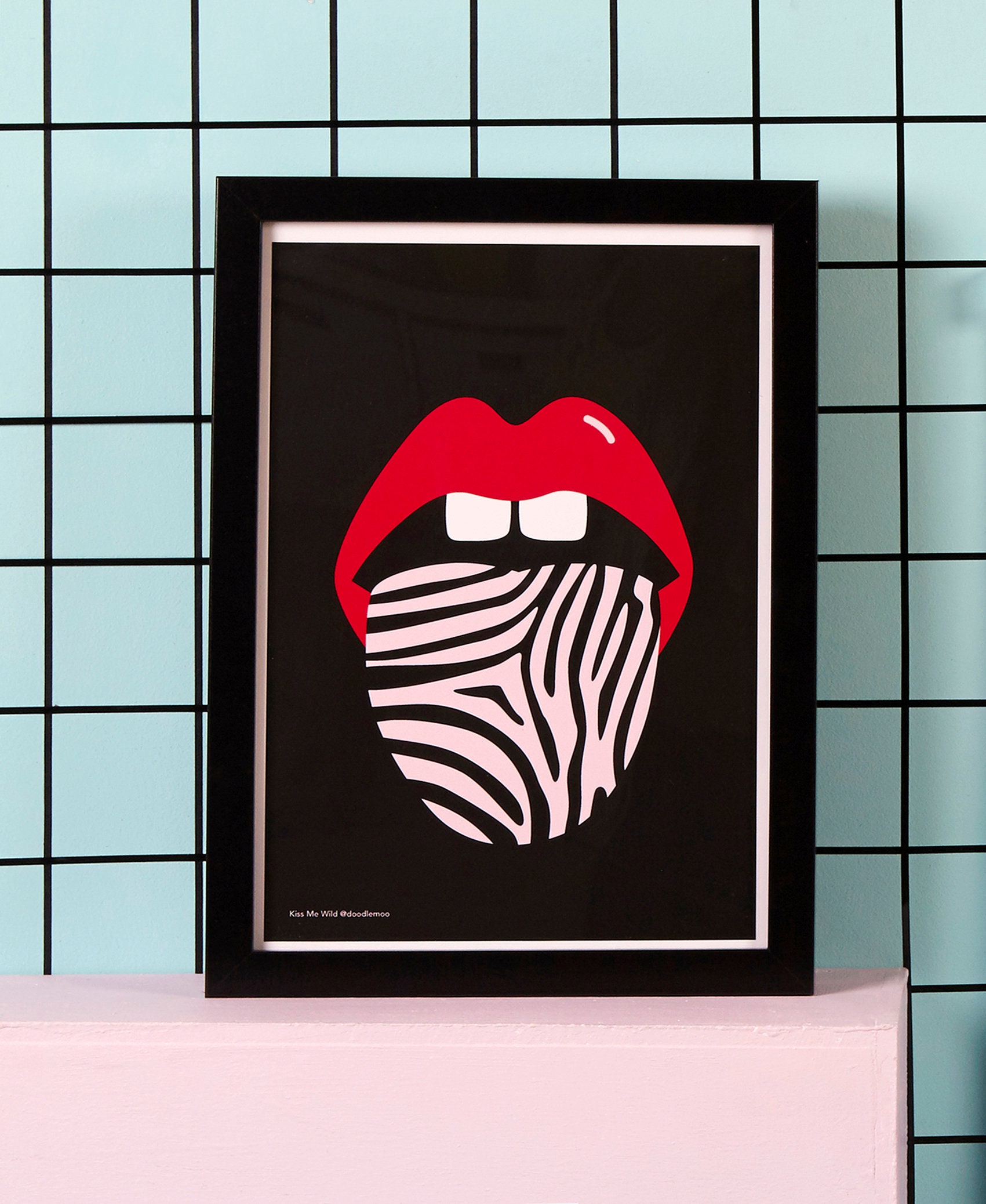 Lips Art Print - Zebra Pattern Print / Lips Wallart / Zebra Lips Print ...