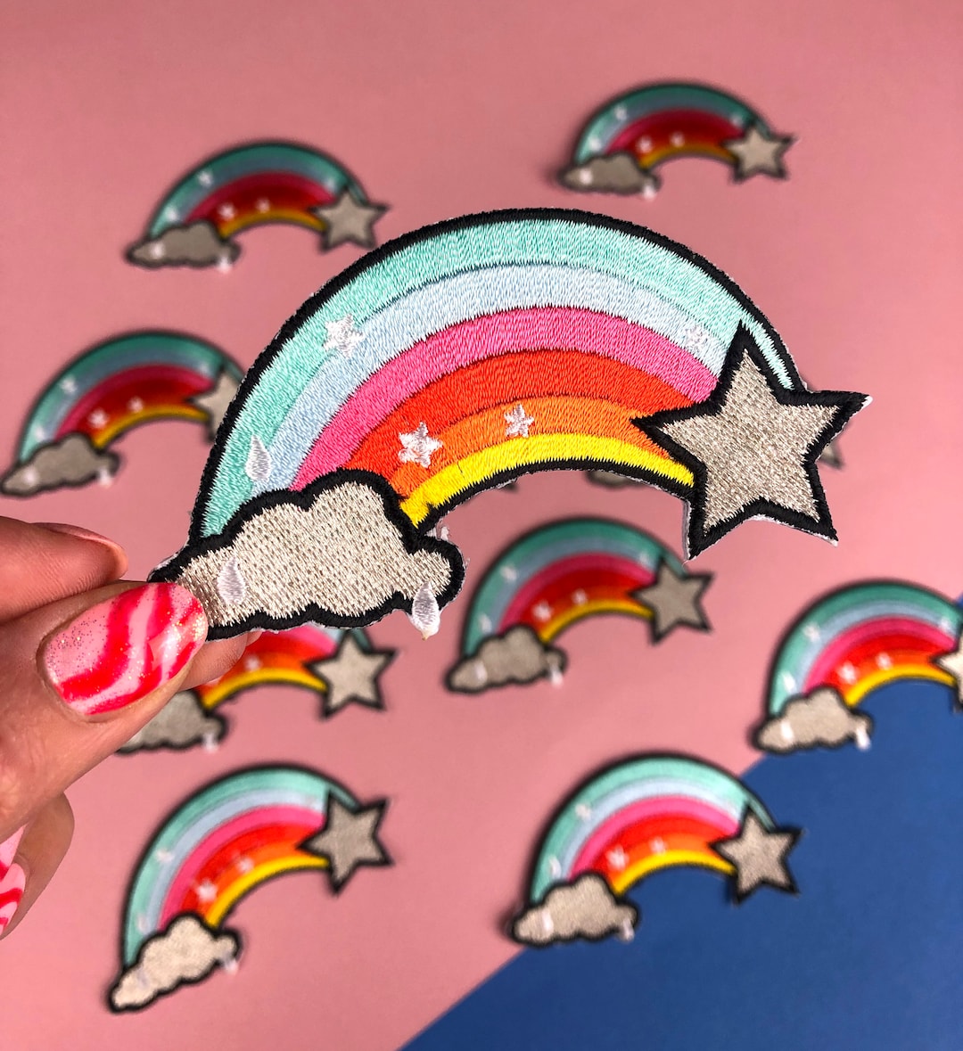 Rainbow Patch / Iron on Patch / Rainbow con estrella y nube / Denim Iron on Patch - Etsy España