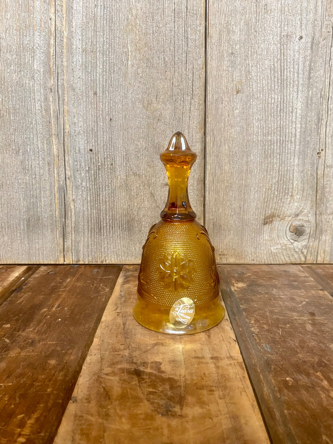 Vintage Tiara Sandwich Glass Amber Bell, Vintage Amber Bell by Tiara ...