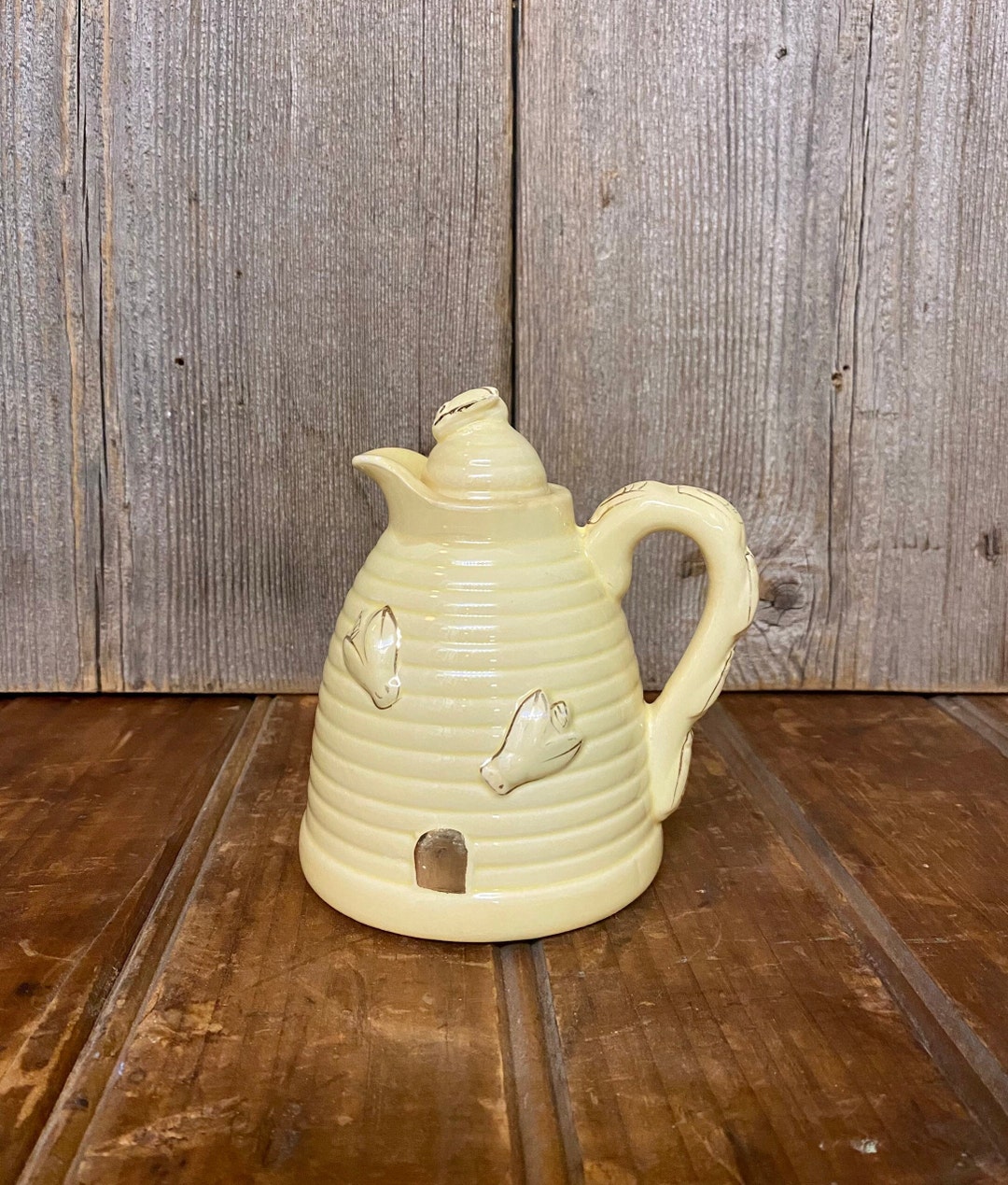 Vintage Beehive Shaped Honey Pot With Lid, Beehive Honey Jar With Lid ...