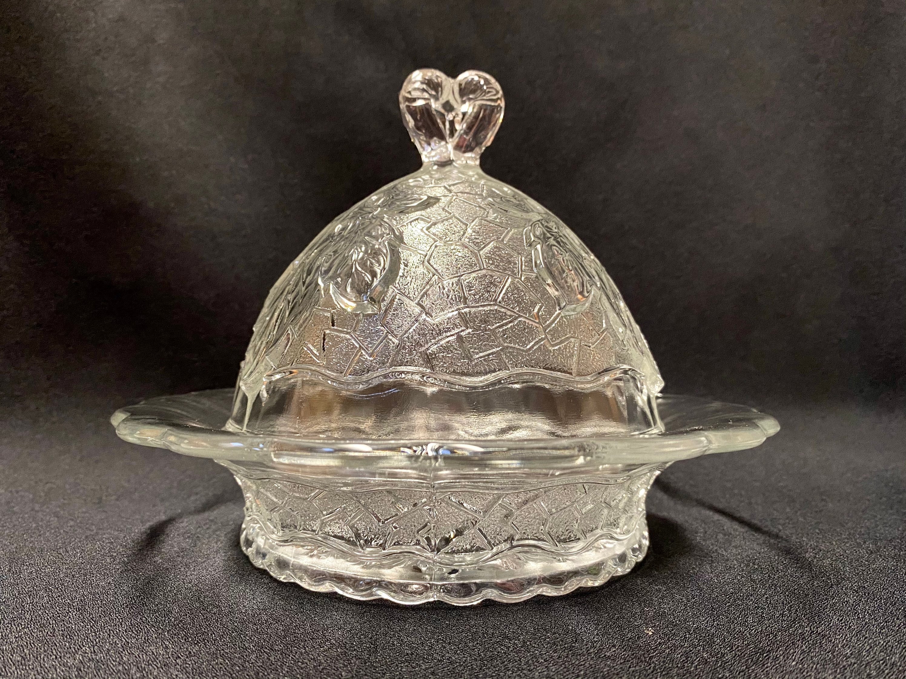 Vintage Round Butter Dish, Vintage Maple Leaf Clear Butter Dish by ...