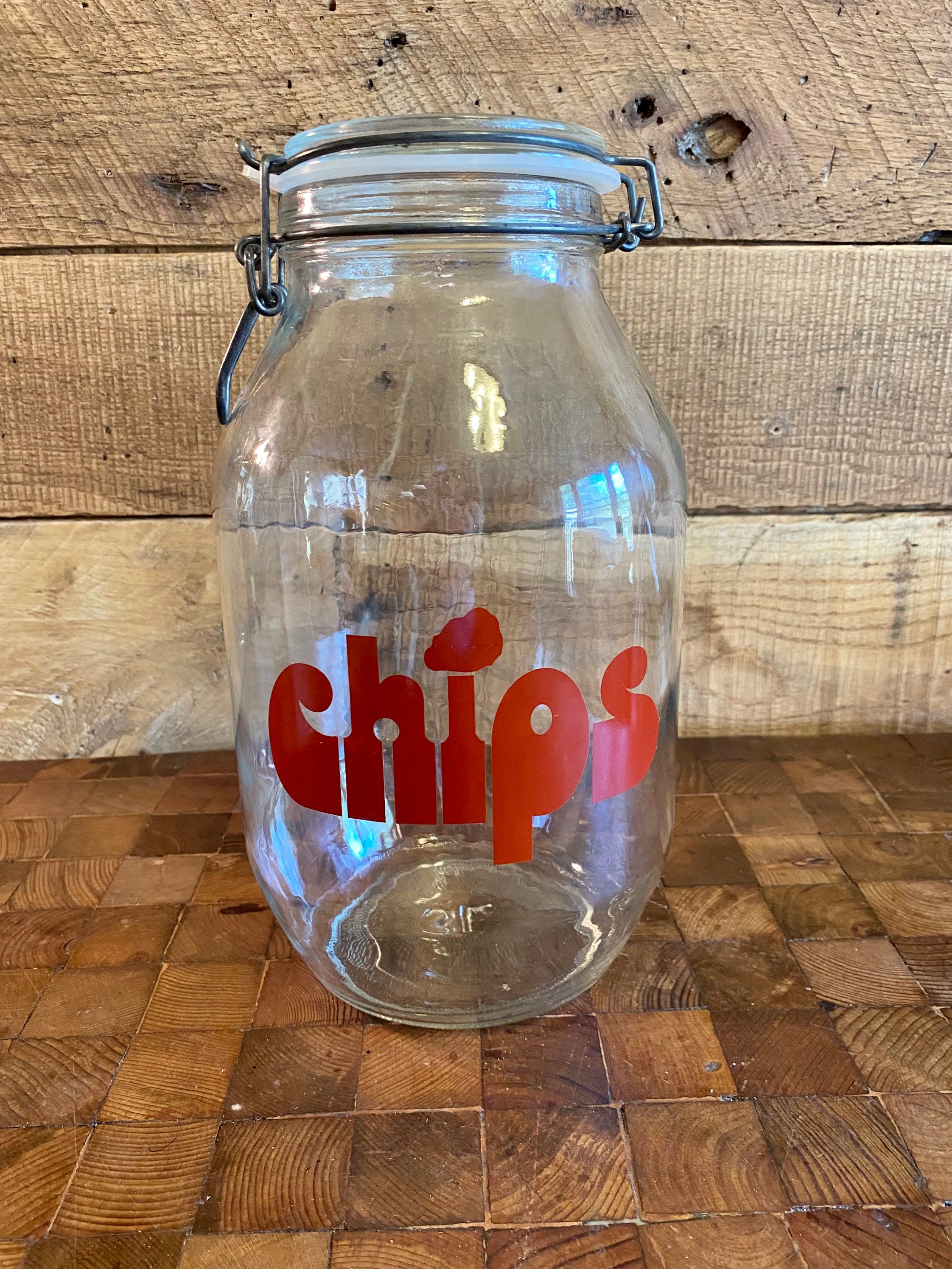 Vintage Chips Canister, Red Letter Chips Jar, Vintage 3 Liter Chips Jar ...