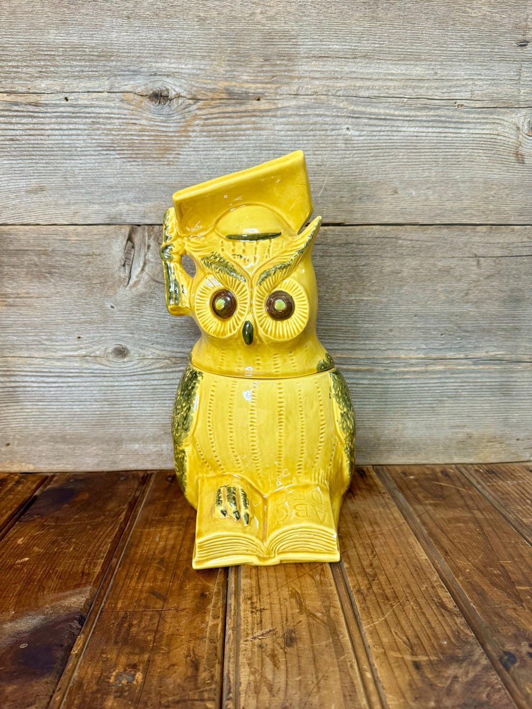 Vintage Owl Cookie Jar, Vintage Yellow J4 USA Wise Owl Cookie Jar ...