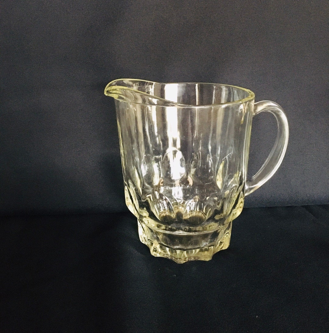 Vintage Clear Glass Pitcher, Vintage Clear Thumbprint Design Pitcher ...