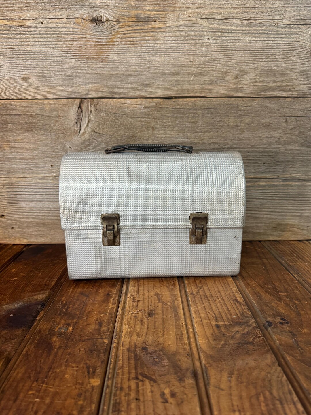 Vintage Silver Metal Lunch Box, Vintage Industrial Lunch Box, Rustic ...
