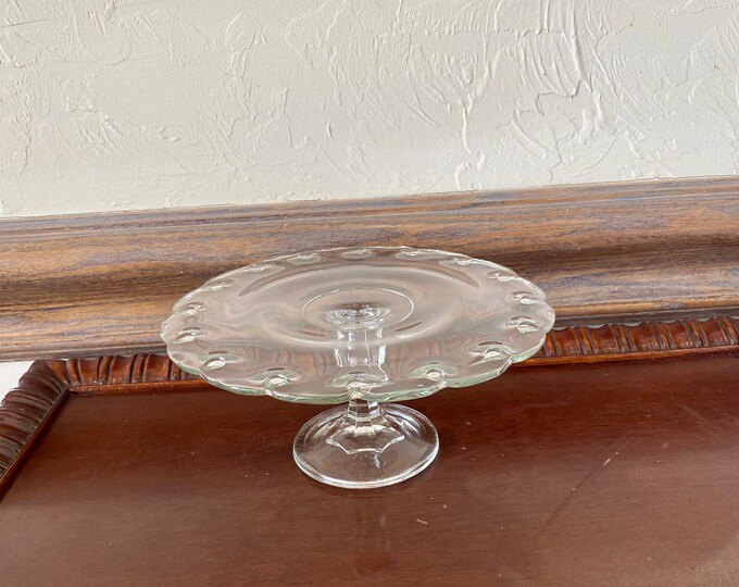 Vintage Indiana Glass Teardrop Clear Cake Stand, Vintage Embossed ...