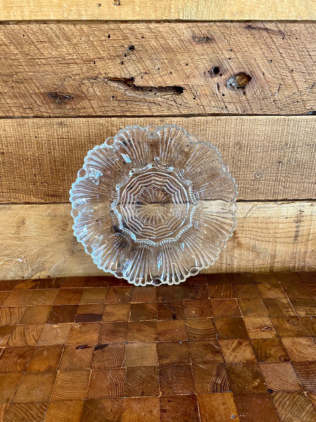Vintage Clear Glass Deviled Egg Plate, Vintage Farmhouse Deviled Egg ...