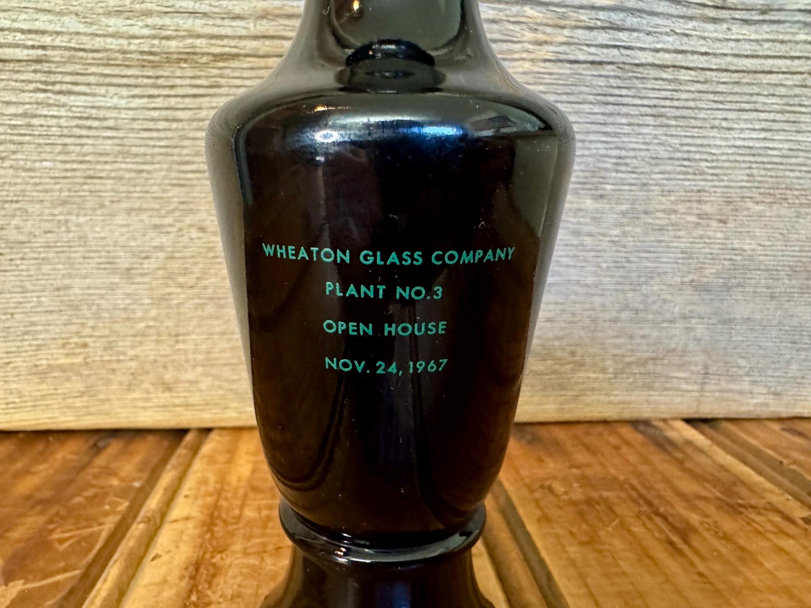 Vintage Black Vase With Red Rose, Vintage Wheaton Glass Company Open ...