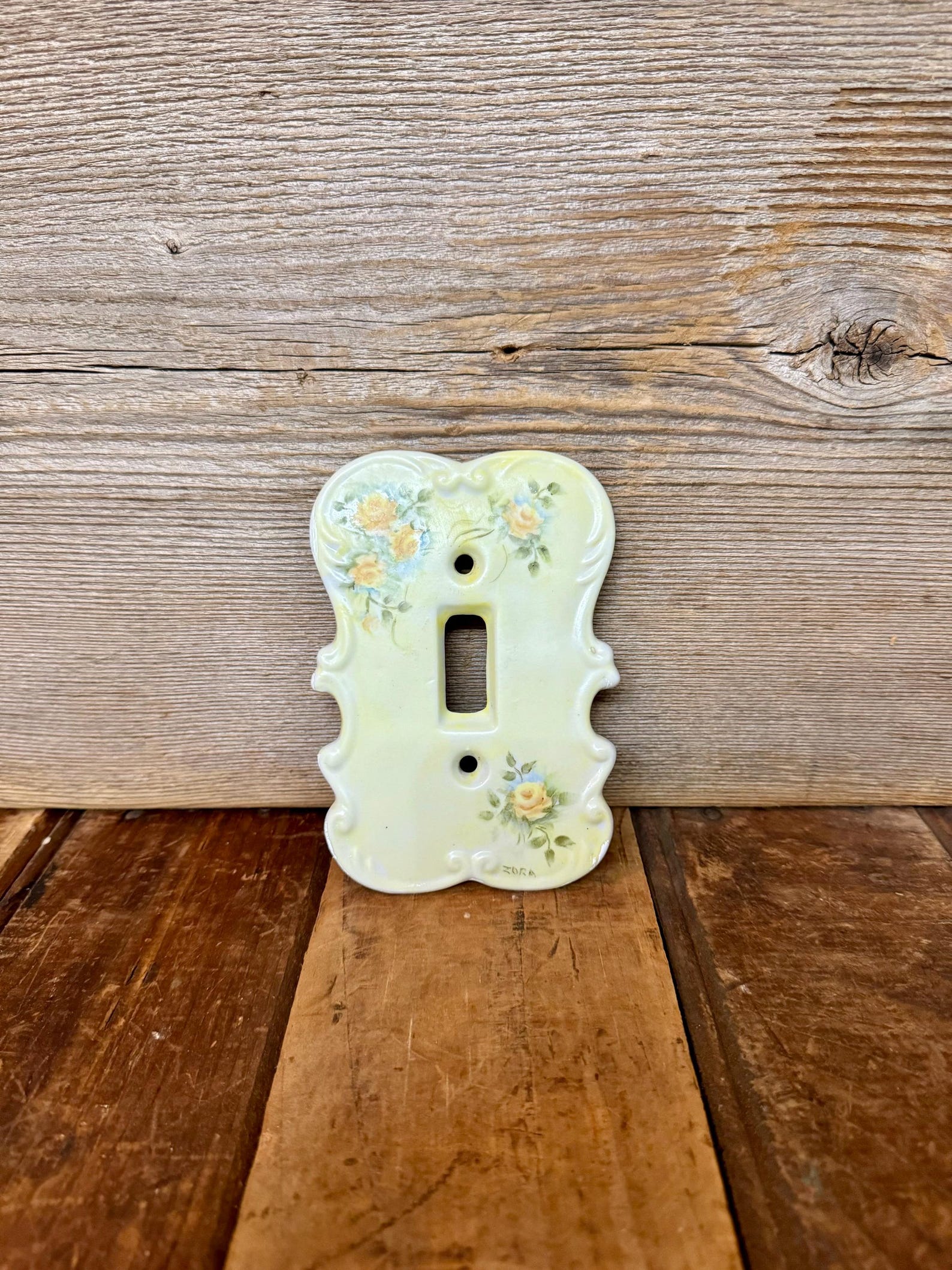 Vintage Porcelain Light Switch Plate, Vintage Floral Switch Plate, Pink ...