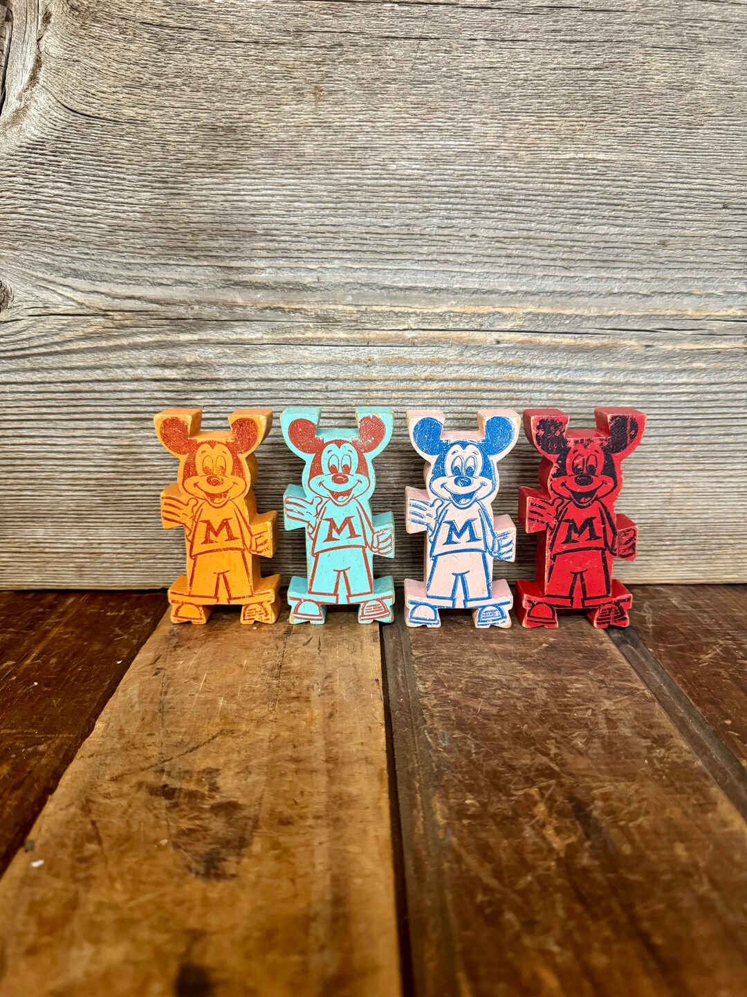 Vintage Mickey Mouse Wood Block Set, Vintage Children's Wood Blocks ...