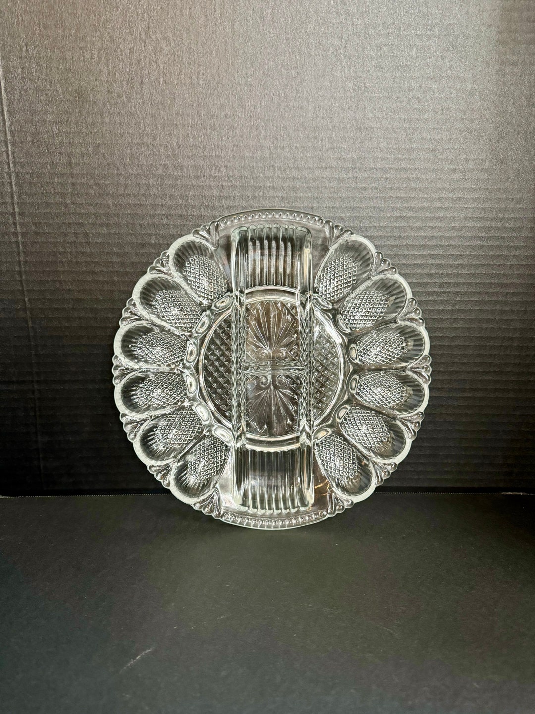 Vintage Smith Glass Clear Egg Plate, Vintage Clear Glass Deviled Egg ...