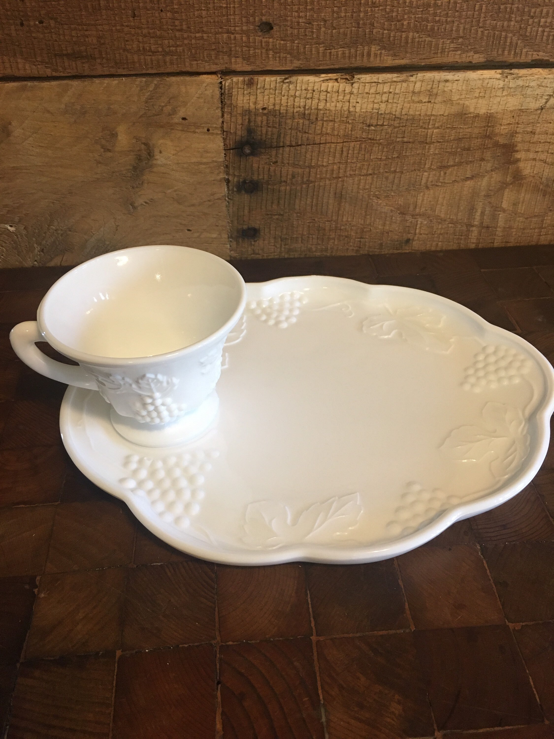 Vintage Snack Set Colony Harvest Glass Snack Set Milk Glass | Etsy