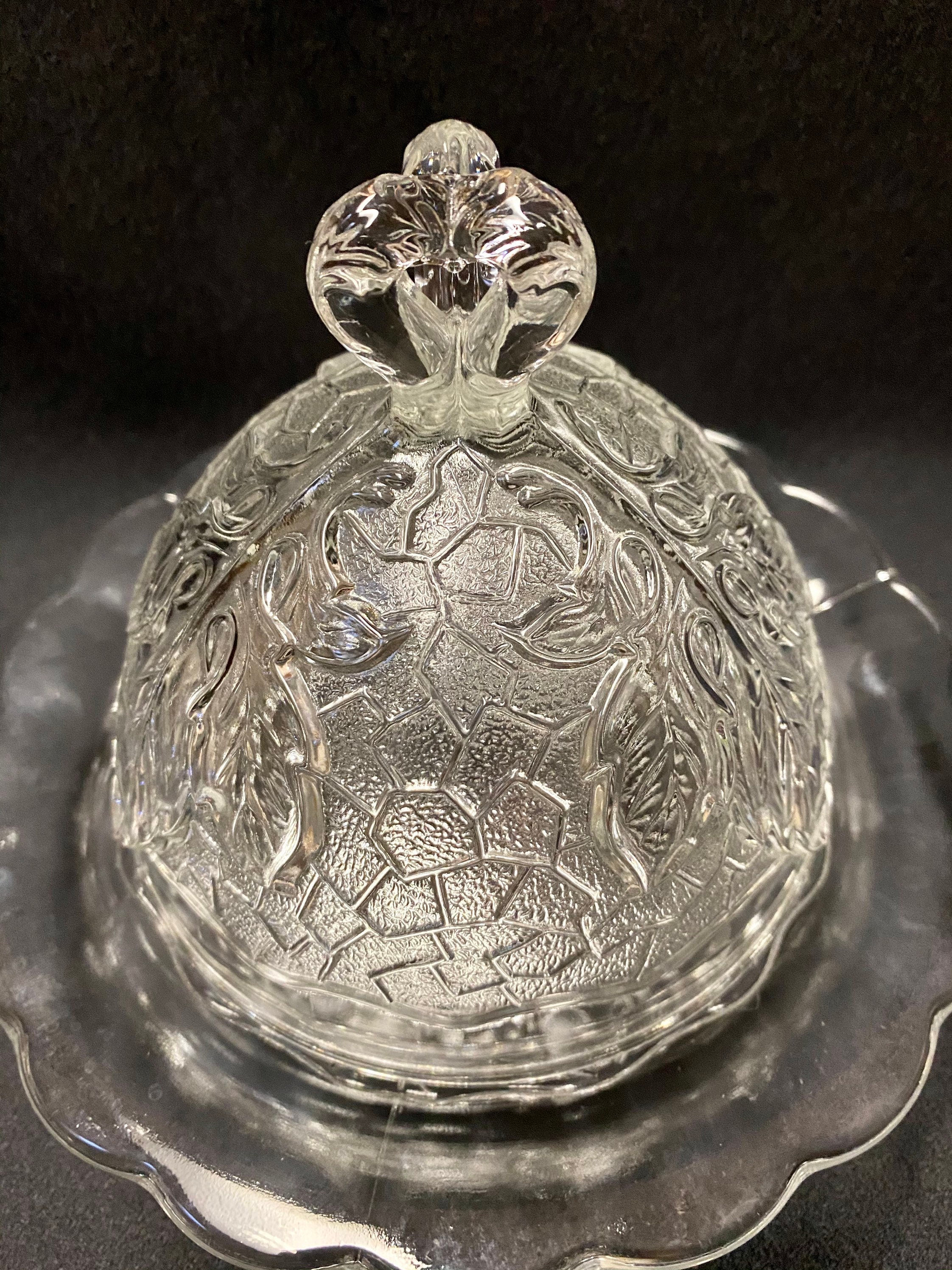 Vintage Round Butter Dish, Vintage Maple Leaf Clear Butter Dish by ...