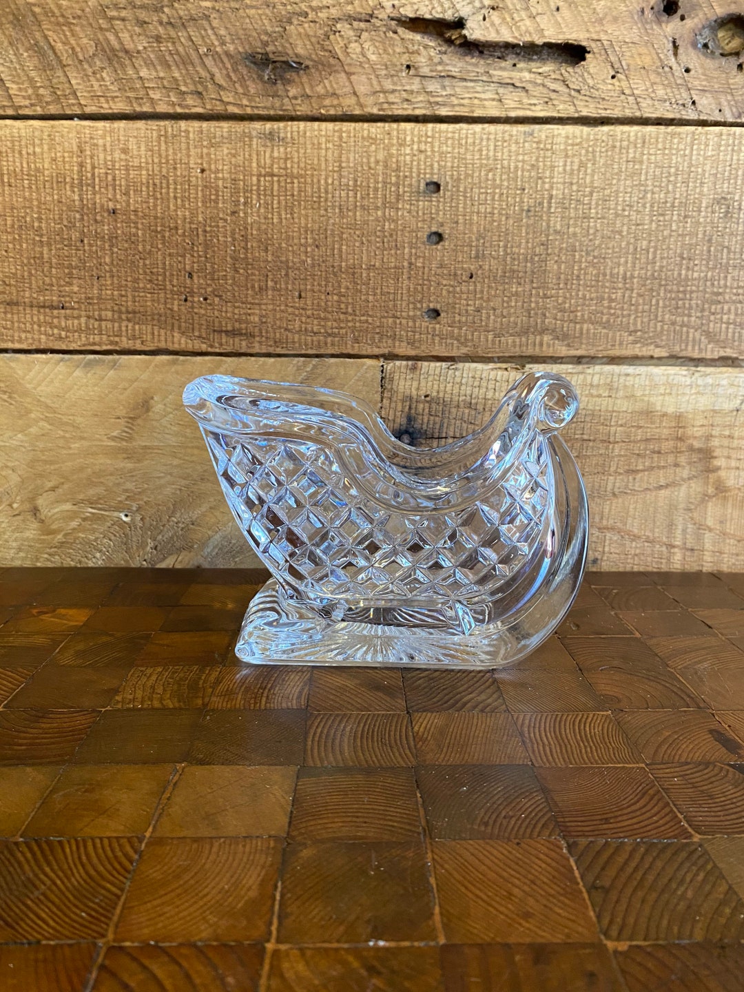 Vintage Crystal Sleigh Dish, Crystal Clear Christmas Sleigh, Vintage ...