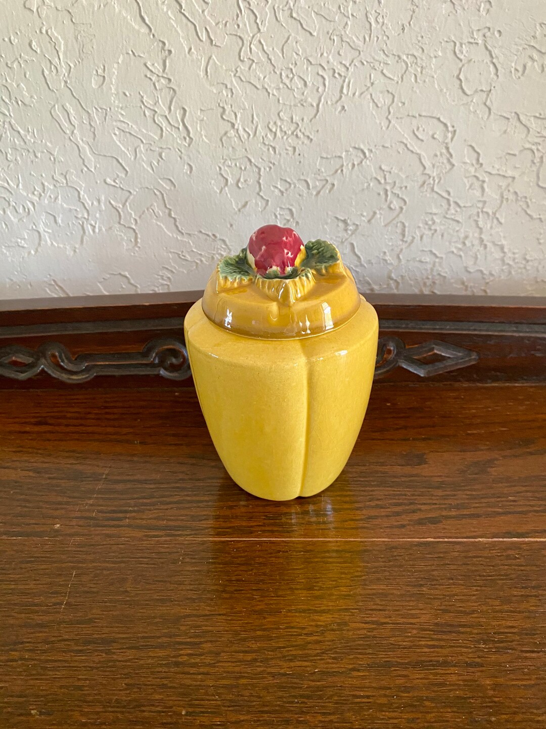 Vintage Mustard Yellow Jar, Vintage Strawberry Lidded Jar, Vintage ...