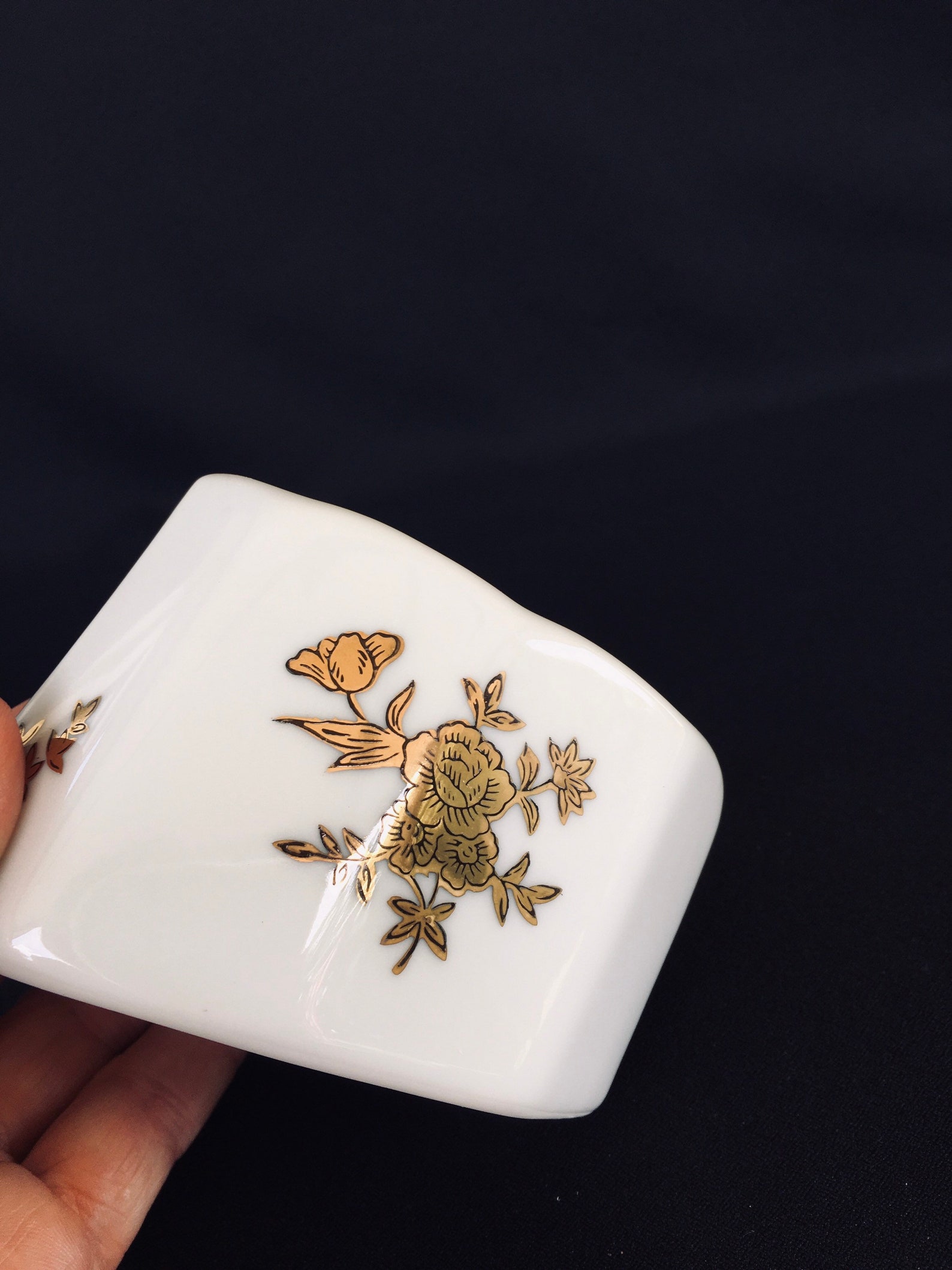 Vintage Spoon Rest, Vintage China Spoon Rest, White and Gold Spoon Rest ...
