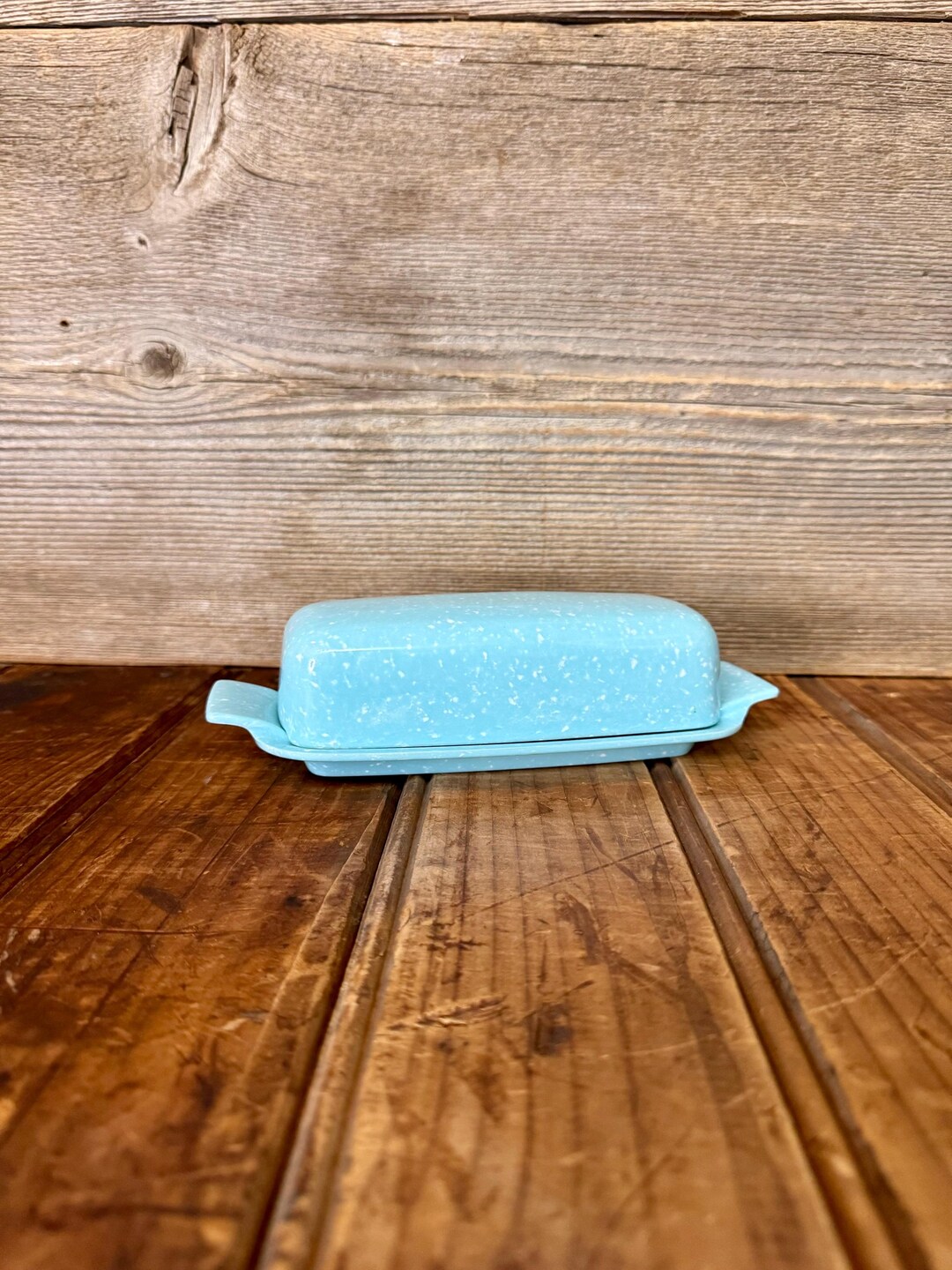 Vintage Blue and White Speckled Butter Dish, Vintage Blue Melamine ...