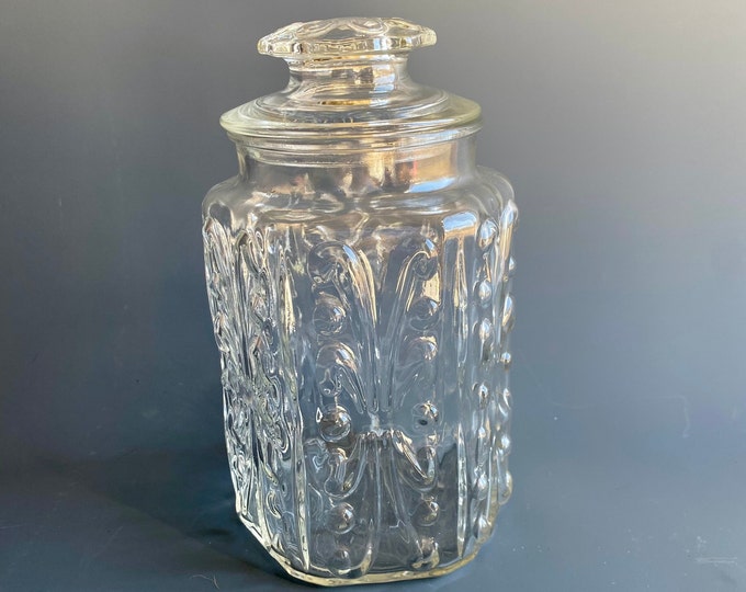 Vintage Clear Canister, Federal Glass Country Kitchen Show off Jar ...