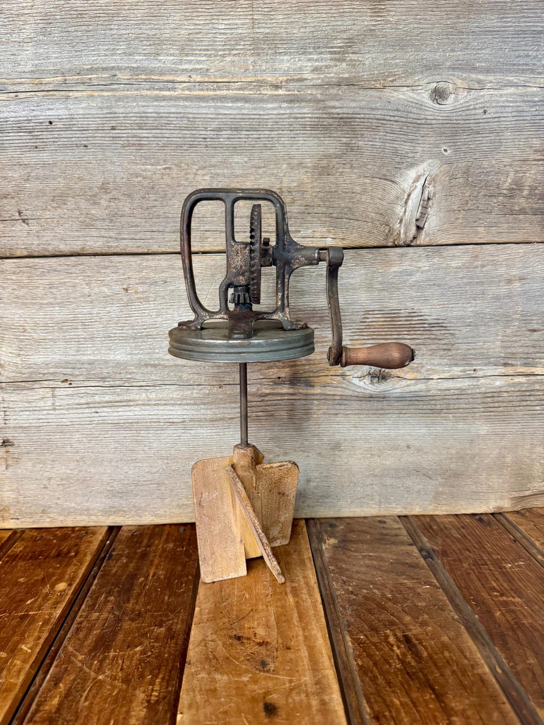 Vintage Butter Churn, Vintage Farmhouse Churn Top, Vintage Hand Crank ...