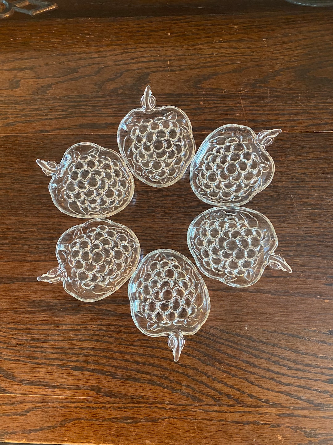 Vintage Clear Glass Embossed Grape Cluster Coasters, Vintage Grape ...