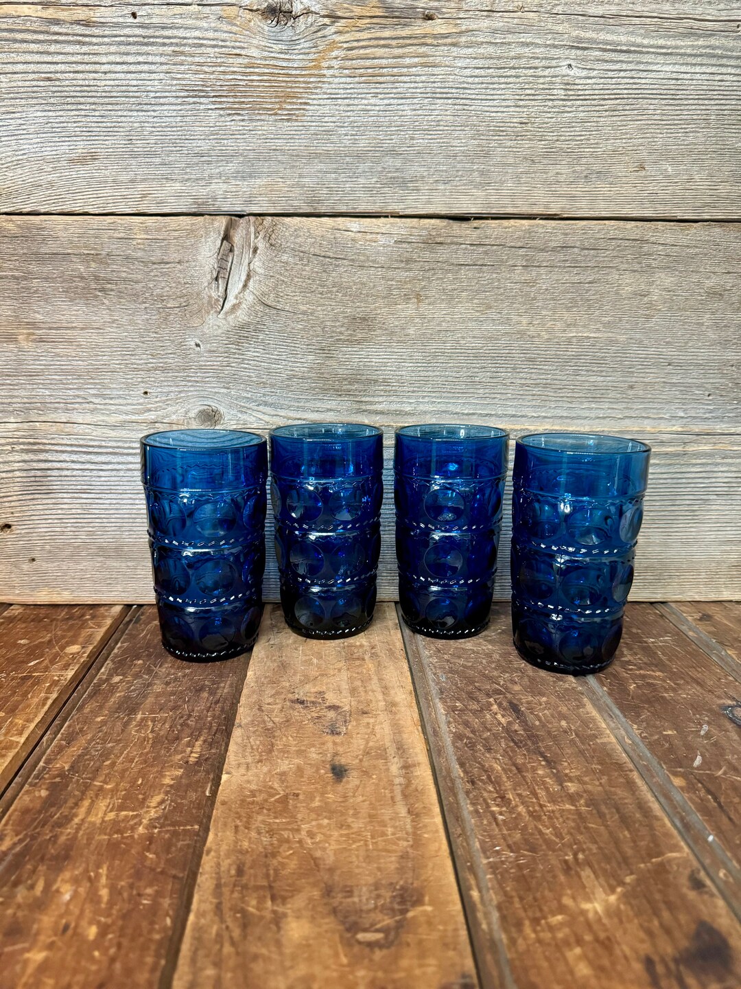 Vintage Tiara Crown Imperial Blue Tea Glasses, Vintage Blue Thumbprint ...