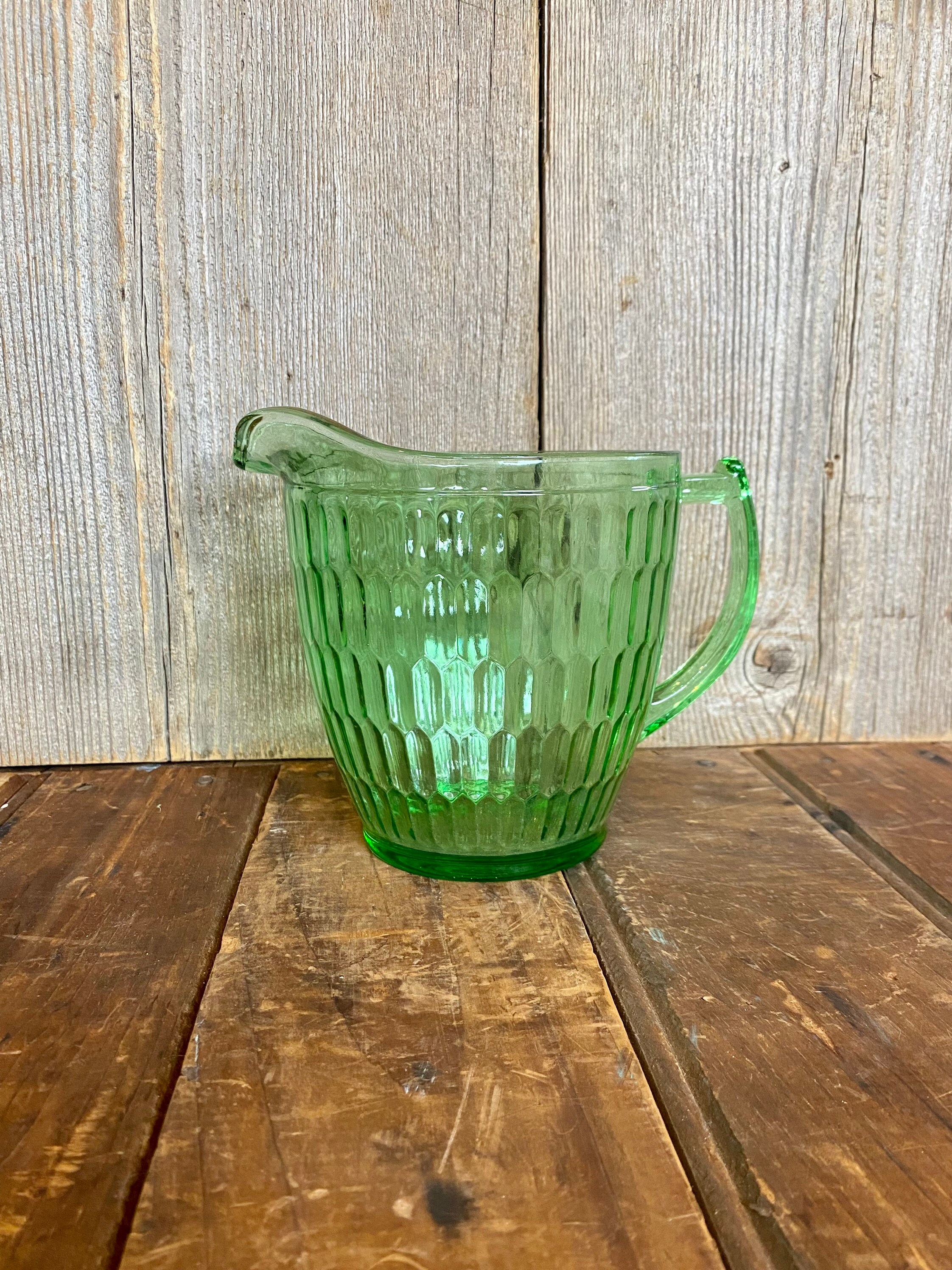 Green Depression Glass Pitcher