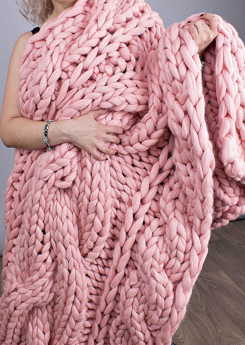 Chunky Blanket Chunky knit blanket Knit blanket Wool | Etsy