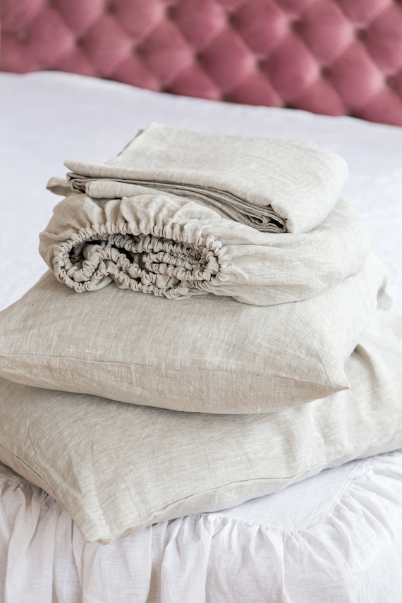 Linen Sheet Set Made From Stone Washed Linen Sheet Set Queen | Etsy