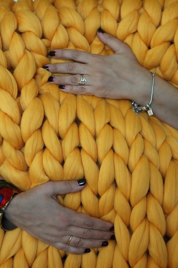 Super Chunky Knit Blanket Chunky Knit Throw Merino Wool | Etsy