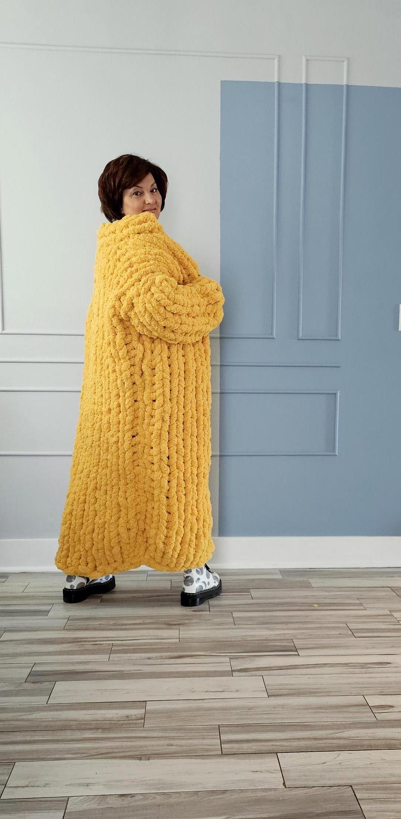 Chenille Knitted Coat, Knitted Cardigan, Oversized Cardigan, Women Coat ...