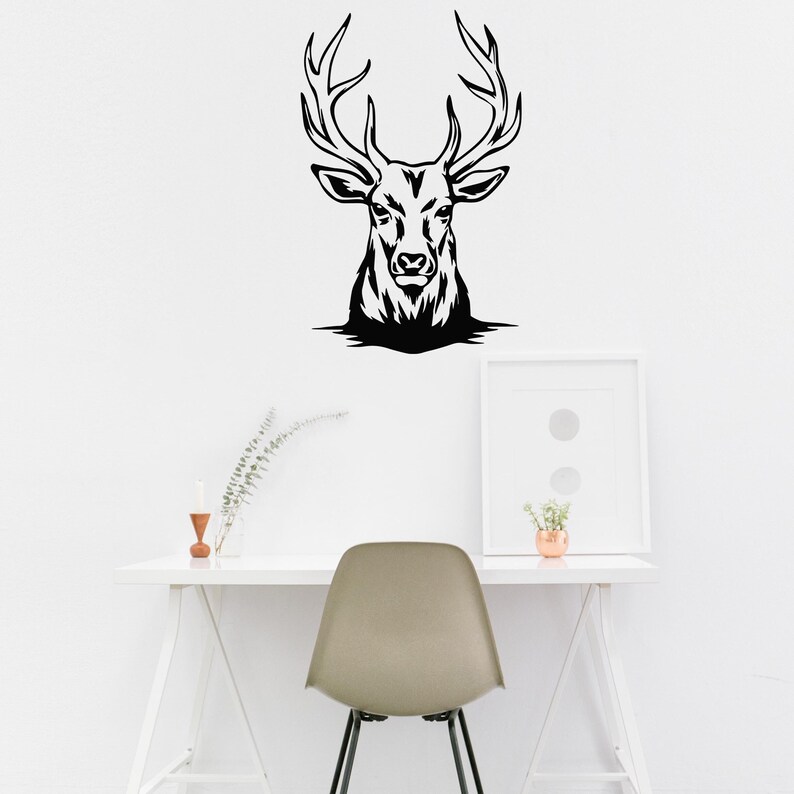 Stag Head Sticker | Deer Stag Antlers Wildlife Countryside Vinyl Decal ...