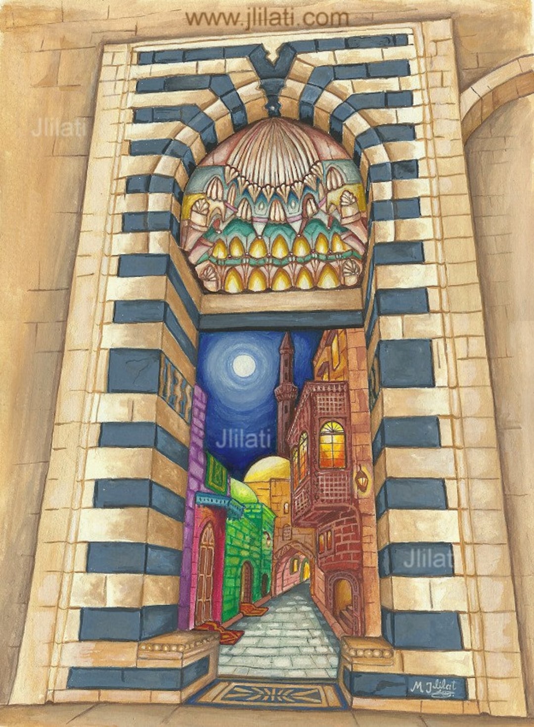 Original Painting, Islamic Art, Islam Muslim Artwork, Mosque, Syrian ...