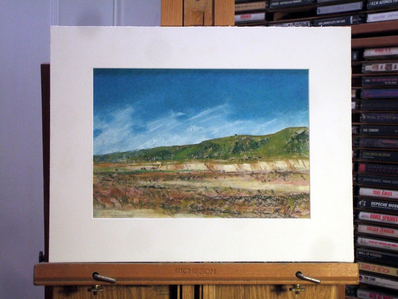 Riverbed Small Original Pastel Painting Califorina Landscape Mountians ...