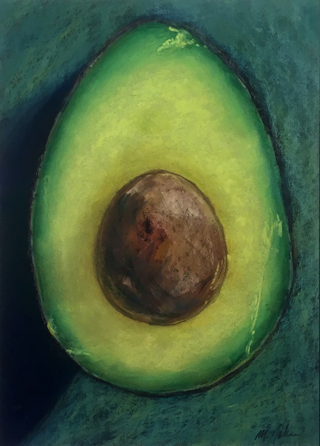Avacado Original Pastel Painting Standard Size Fruit Kitchen Still Life ...