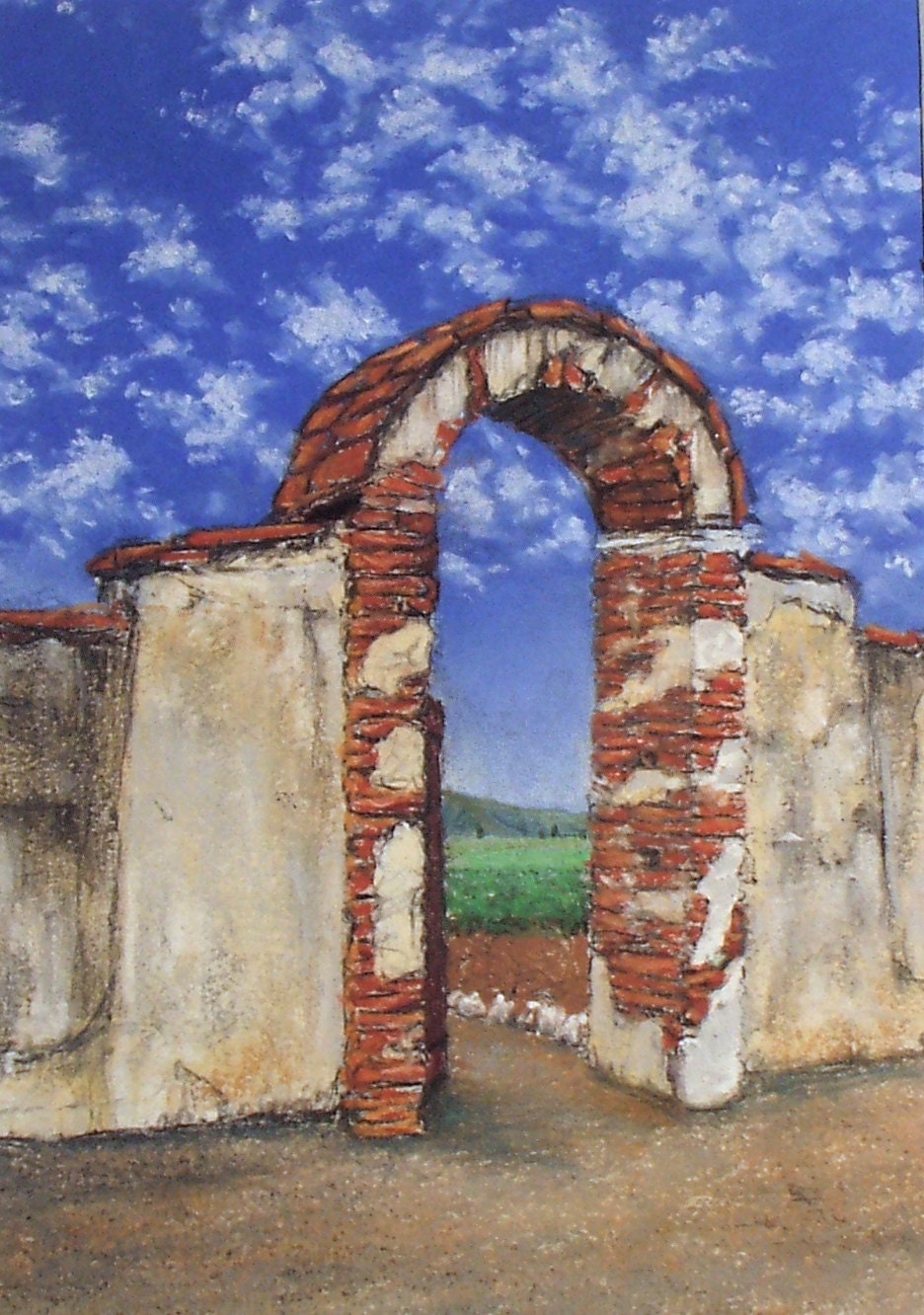 Narrow Gate - Small Original Pastel Painting California Mission Spanish ...