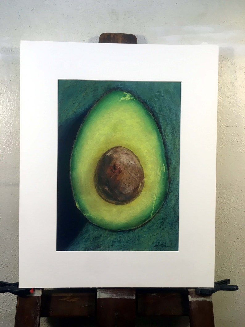Avacado Original Pastel Painting Standard Size Fruit Kitchen Still Life ...