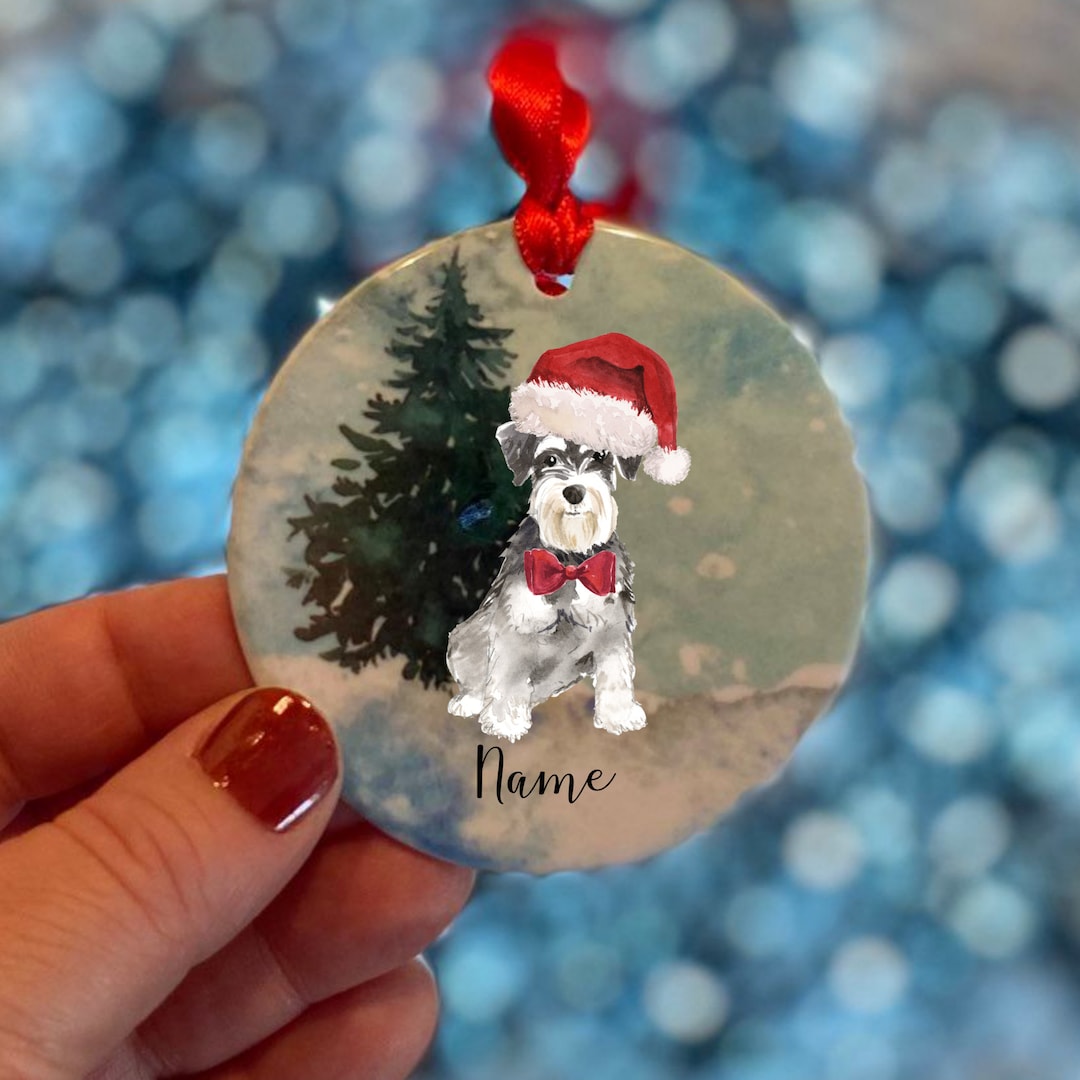 Miniature/schnauzer Christmas Scene Ceramic, Dog Christmas Decoration ...