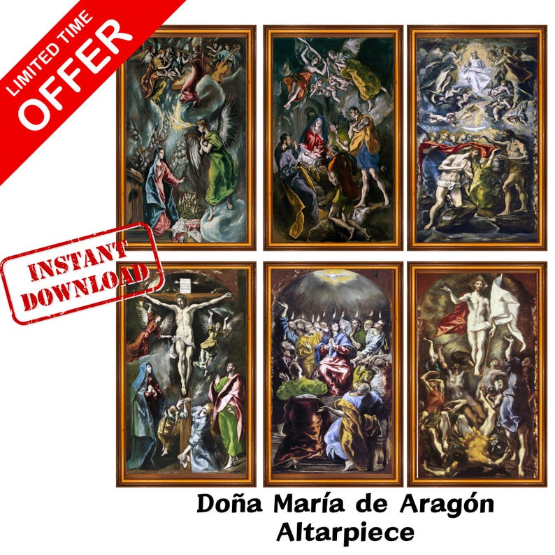 Doña María De Aragón Altarpiece Digital, Catholic Home Altar Triptych ...