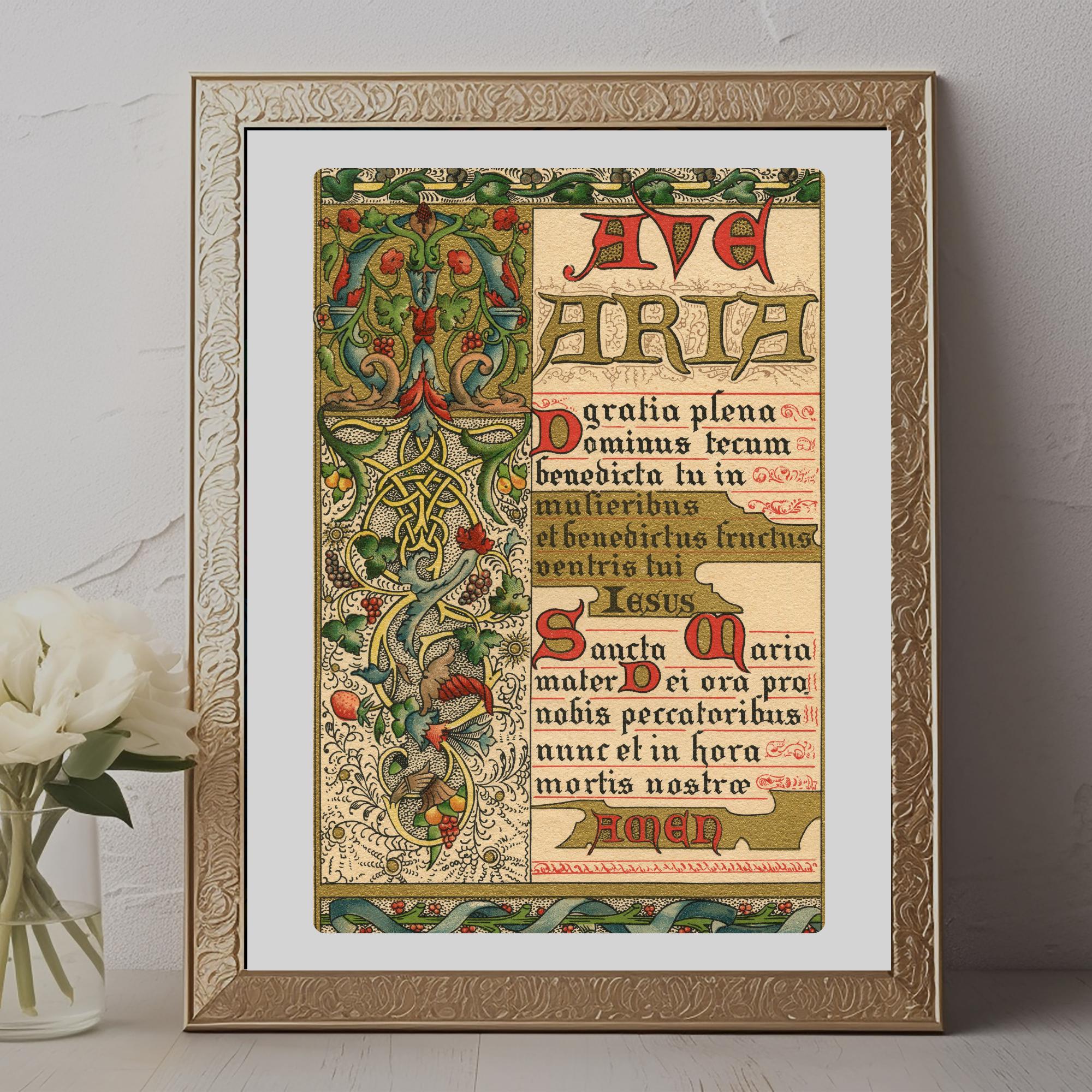 Ave Maria Prints, Hail Mary Prayer, Catholic Prayer, Virgin Mary, Ave ...