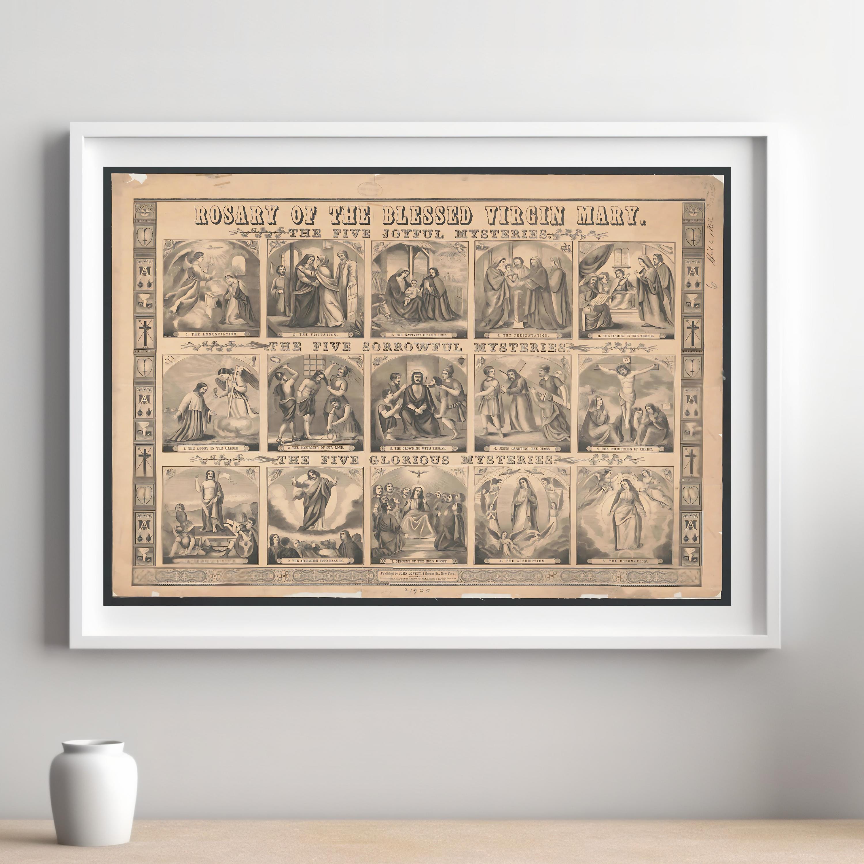 Rosary of Blessed Virgin Mary, Vintage Latin Lord's Prayer, Centerpiece ...