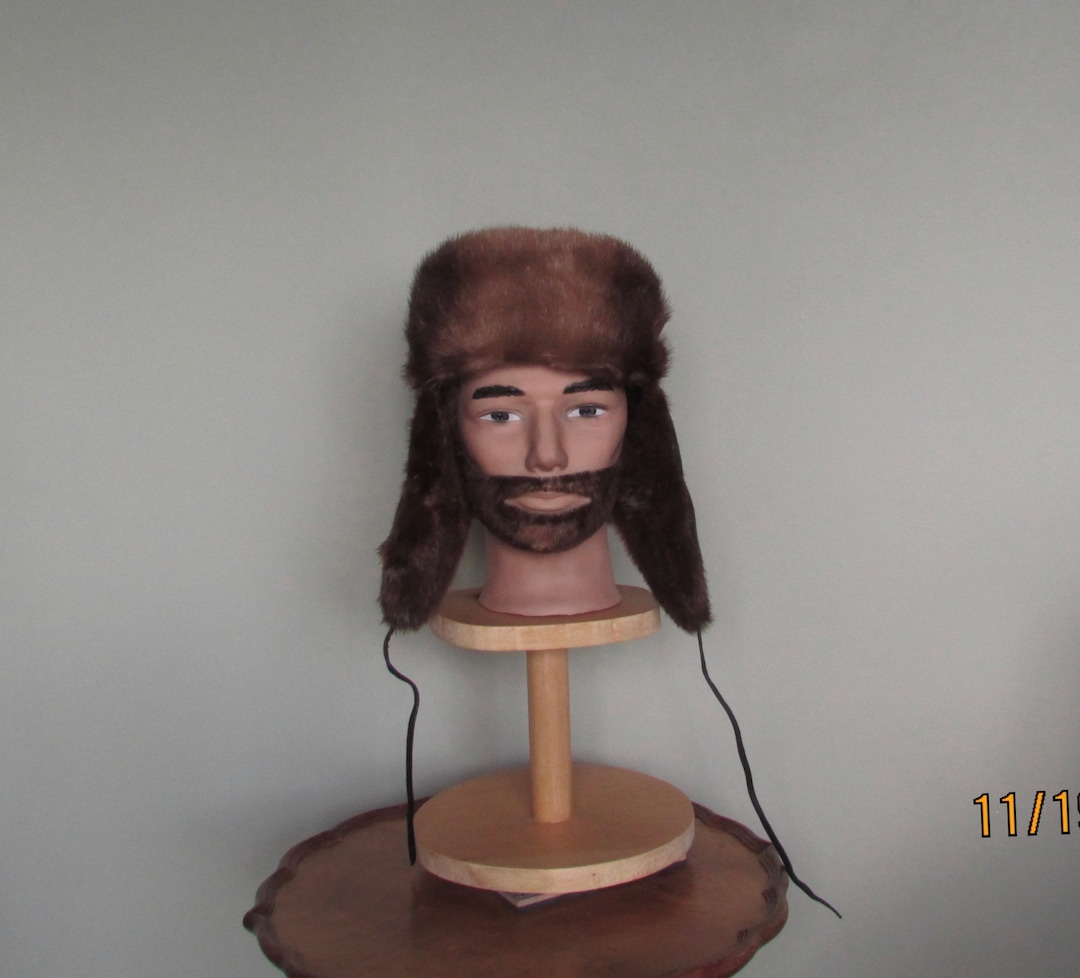 Hat Made From Brown Nutria Fur With Black Lamb Leather , Available in L ...