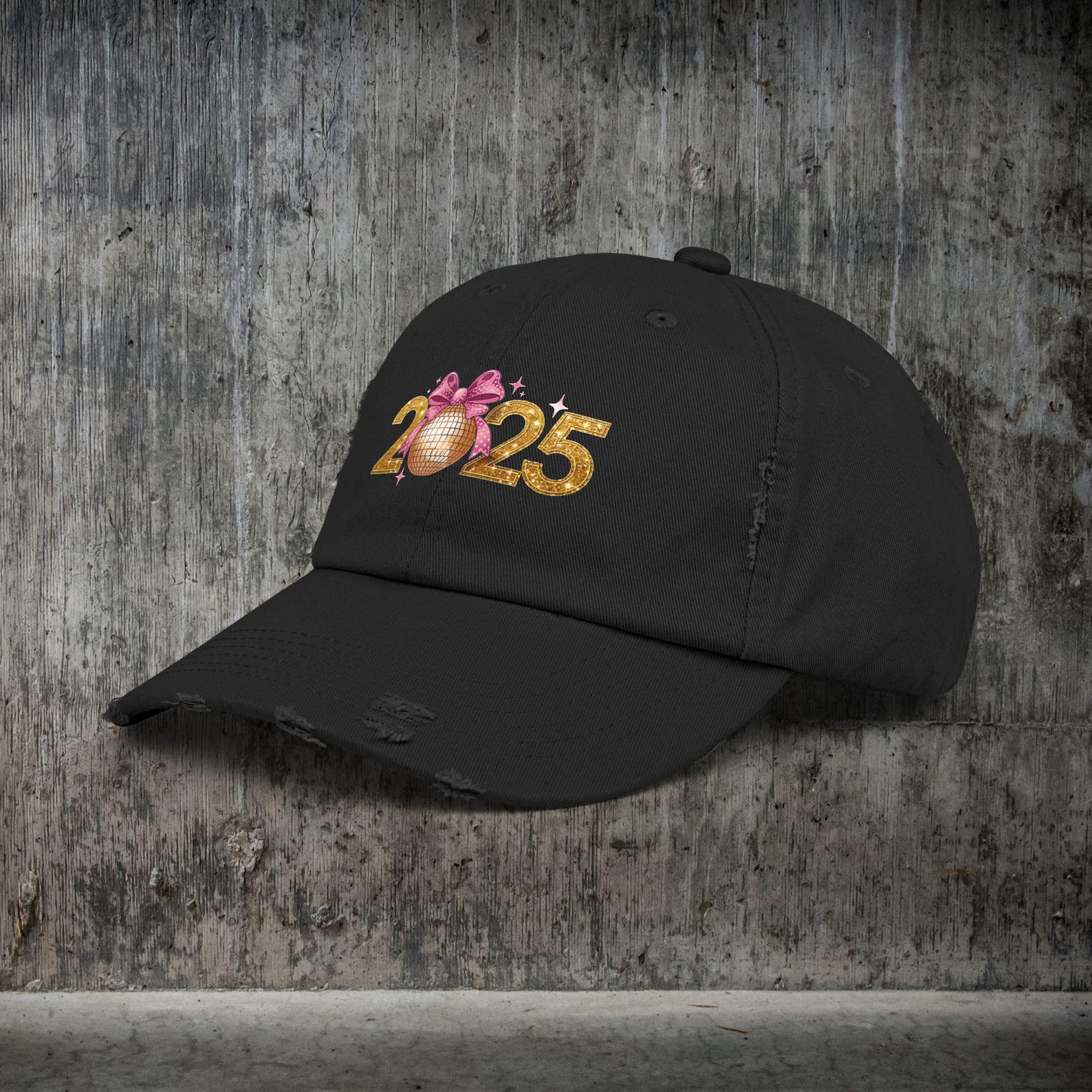 2025 Happy New Years Hat, Cute Pink Bow and Gold Glitter 2025 Trucker ...