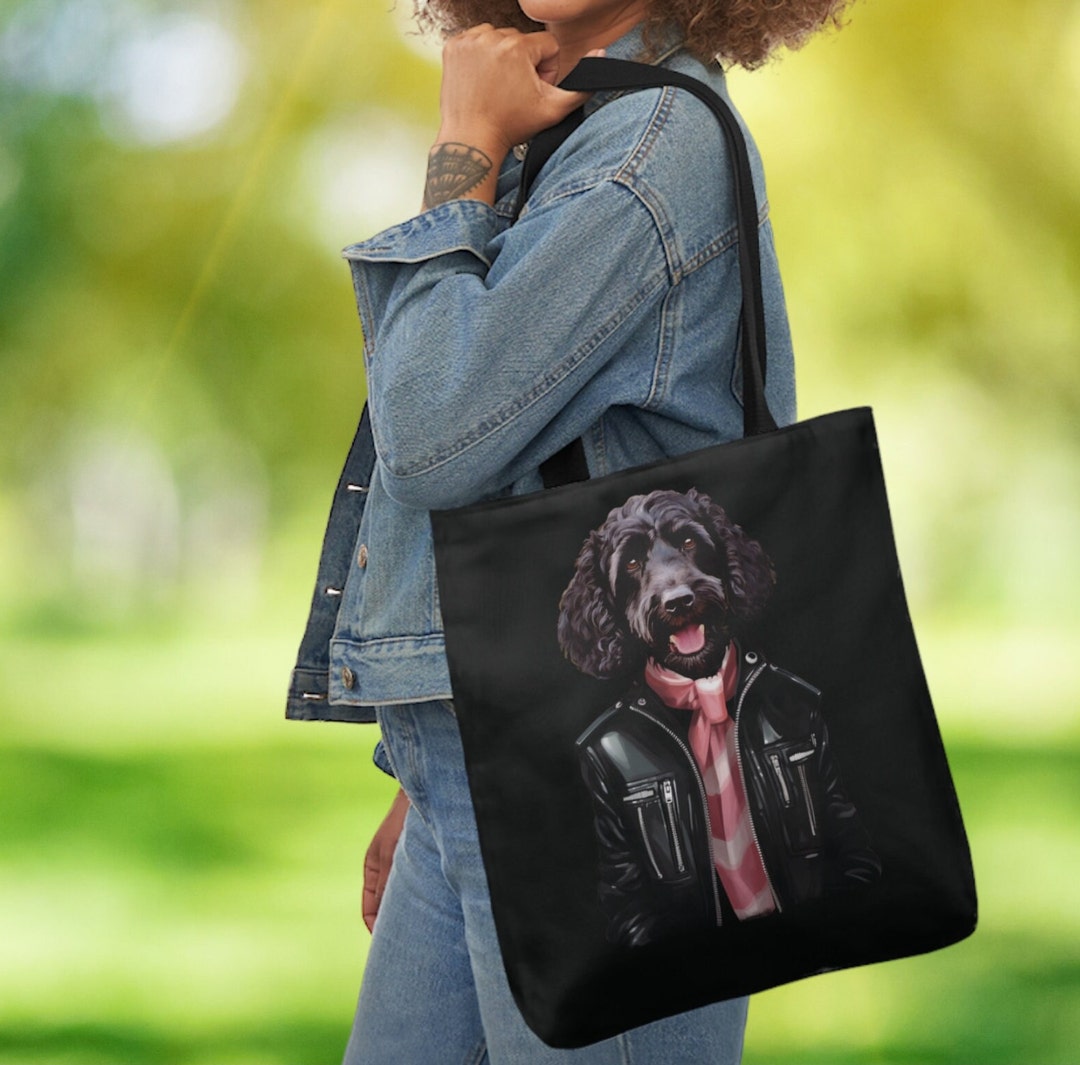 Cute Black Poodle Doodle Dog Tote Bag Fashion Fashionista Dog Carry All ...
