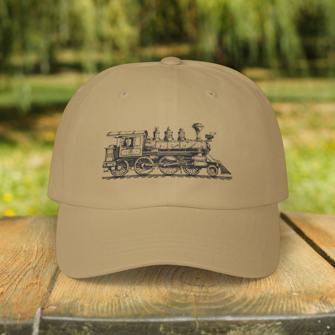 Vintage Steam Train Dad Hat - Classic Cotton Baseball Cap for Train ...
