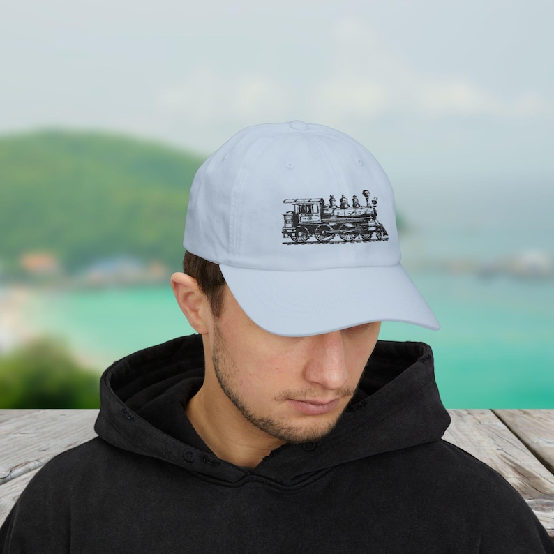 Vintage Steam Train Dad Hat - Classic Cotton Baseball Cap for Train ...